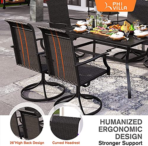 PHI VILLA High Back Outdoor Rattan Dining Chairs Set of 4 Pieces Wicker Swivel Dining Chairs for Outside Heavy Duty Wicker Patio Furniture Sets Bistro Chairs for Garden,Backyard,Lawn(4 Pieces)