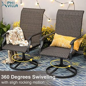 PHI VILLA High Back Outdoor Rattan Dining Chairs Set of 4 Pieces Wicker Swivel Dining Chairs for Outside Heavy Duty Wicker Patio Furniture Sets Bistro Chairs for Garden,Backyard,Lawn(4 Pieces)