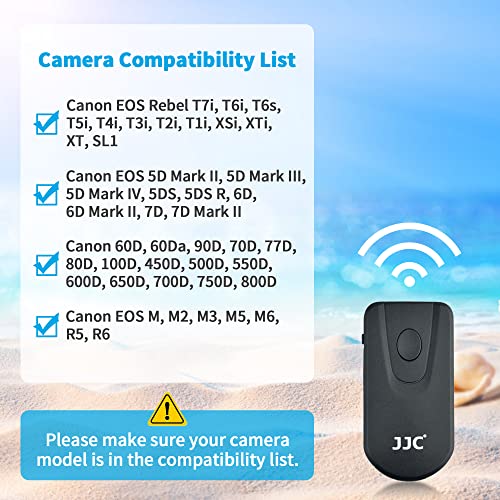 JJC Wireless Infrared Shutter Release Remote Control for Canon Rebel T7i T6i T5i T4i T3i SL1 EOS R5 R6 7D Mark II 6D Mark II 5D Mark IV III 5DS 90D 77D 80D 70D M6 M5 M3 Replaces Canon RC-1/RC-6 Remote