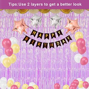 3 Pack Fringe Curtains Party Decorations,Tinsel Backdrop Curtains for Parties,Photo Booth Wedding Graduations Birthday Christmas Event Party Supplies (Rainbow Purple)