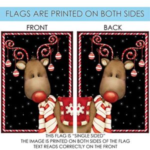 Toland Home Garden 111238 Candy Cane Reindeer Christmas Flag 12x18 Inch Double Sided Christmas Garden Flag for Outdoor House Winter Flag Yard Decoration