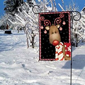 Toland Home Garden 111238 Candy Cane Reindeer Christmas Flag 12x18 Inch Double Sided Christmas Garden Flag for Outdoor House Winter Flag Yard Decoration