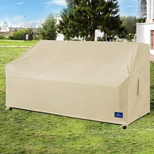 subrtex Patio Furniture Covers Waterproof Outdoor Sofa Cover Bench Covers for Lawn Outside Couch Cover with Air Vent Medium (Beige,64Lx26Wx35H)