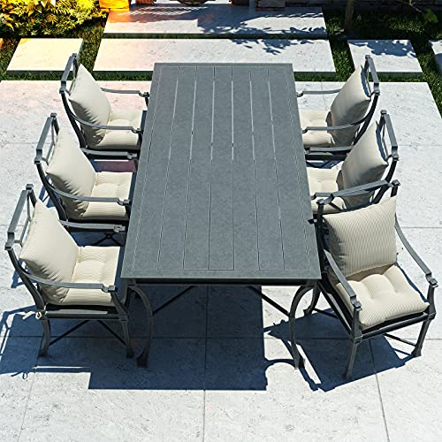 LVTXIII Outdoor Seat Cushions Seasonal Tufted Chair Cushions, Patio Chair Pads for Dining Chairs, Office Armchairs and Garden Furniture Decoration (Round Back, 19”x19”x5”, Stripe Beige, 2 Pack)