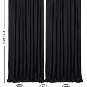 Black Backdrop Curtains Polyester Backdrop for Curtains Black Curtain Fabric 2 Packs 5ftx8ft Polyester Backdrop for Party