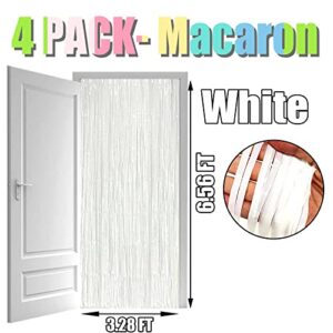 4 Pack Macaron White Foil Fringe Curtain Backdrop, 3.28Ft x 6.56Ft Foil Fringe Streamers Curtains for Party, Photo Booth Props, Birthday, 2022 Graduation Decoration Supplies, macaron milky 2