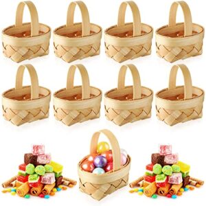 8 pcs mini woven basket with handle miniature flower basket dollhouse small picnic basket party favor wood weaving basket tiny candy gift baskets for fairy garden table tree hanging decoration