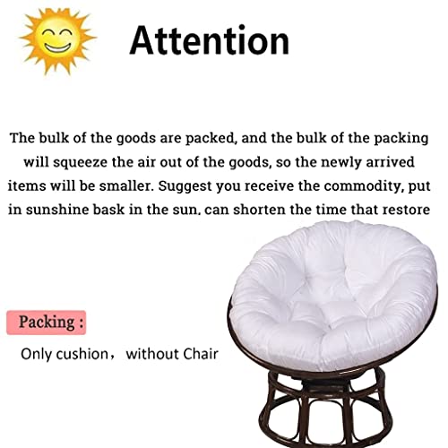 OMKUOSYA Papasan Round Chair Cushion Pads Only，Thicken Overstuffed Removable Seat Chair Cushions Hanging Swing Pad for Patio Garden Outdoor Indoor Terrace (Without Chair) Khaki 80cm/32inch