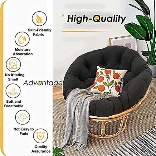 OMKUOSYA Papasan Round Chair Cushion Pads Only，Thicken Overstuffed Removable Seat Chair Cushions Hanging Swing Pad for Patio Garden Outdoor Indoor Terrace (Without Chair) Khaki 80cm/32inch