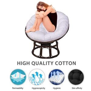 OMKUOSYA Papasan Round Chair Cushion Pads Only，Thicken Overstuffed Removable Seat Chair Cushions Hanging Swing Pad for Patio Garden Outdoor Indoor Terrace (Without Chair) Khaki 80cm/32inch