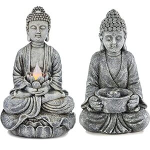 vp home zen and tranquil buddha solar powered flickering led outdoor decor garden light