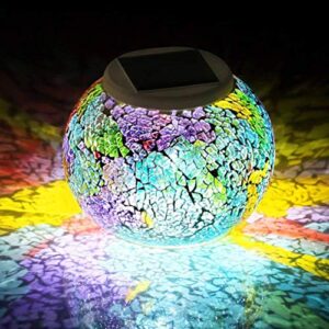 uonlytech led solar glass ball light mosaic decorative light for porch patio garden party decoration (colorful)