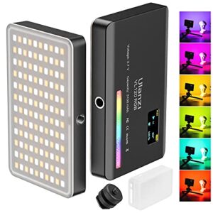 ulanzi vl120 rgb video light, pocket led on-camera video lights, built-in 3100mah rechargeable battery, 360 full color 20 light effects, cri≥95 2500-9000k led panels for photography vlogging