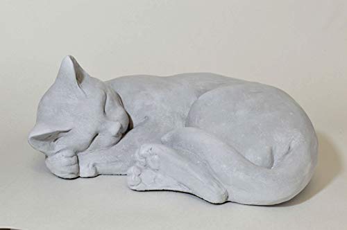 Curled Cat Garden Statue 12”L