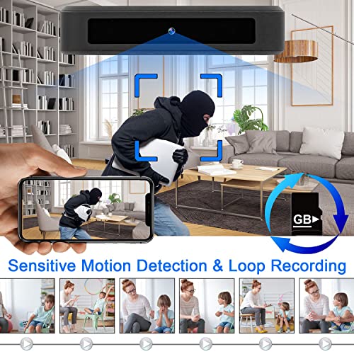 Spy Camera, Hidden Camera 64GB 10000mAh HD 1080P Portable Covert Security Nanny Spy Cam, Mini Hidden Camera with Motion Detection/Night Vision/Gravity Sensor/NoAPP