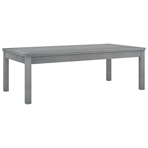 BIGBARLEY Outdoor Coffee Table with Umbrella Hole, Patio Coffee Table, Wooden Furniture for Patio, Deck, Porch, Balcony, Garden and Backyard, Coffee Table 39.4"x19.7"x13" Gray Solid Acacia Wood