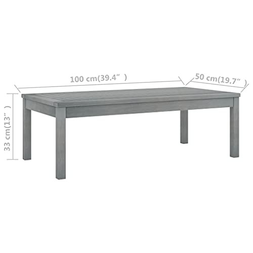 BIGBARLEY Outdoor Coffee Table with Umbrella Hole, Patio Coffee Table, Wooden Furniture for Patio, Deck, Porch, Balcony, Garden and Backyard, Coffee Table 39.4"x19.7"x13" Gray Solid Acacia Wood