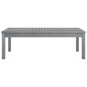 BIGBARLEY Outdoor Coffee Table with Umbrella Hole, Patio Coffee Table, Wooden Furniture for Patio, Deck, Porch, Balcony, Garden and Backyard, Coffee Table 39.4"x19.7"x13" Gray Solid Acacia Wood