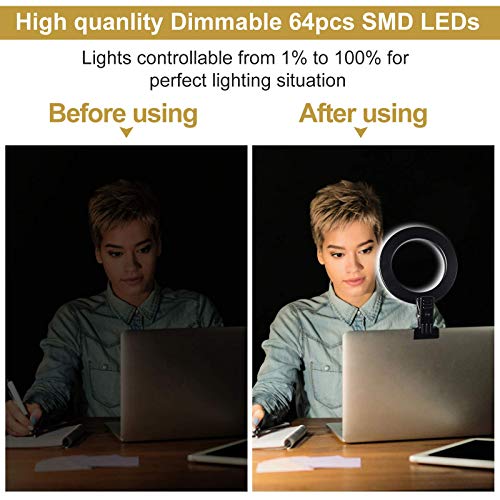 Video Conference Lighting,Zibet 6.3" Clip on Ring Light for Computer Monitor/Laptop/Desk,Remote Working,Zoom Meeting,Selfie, Live Streaming,Makeup,Photography,Reading,YouTube/Tiktok