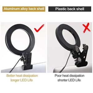 Video Conference Lighting,Zibet 6.3" Clip on Ring Light for Computer Monitor/Laptop/Desk,Remote Working,Zoom Meeting,Selfie, Live Streaming,Makeup,Photography,Reading,YouTube/Tiktok