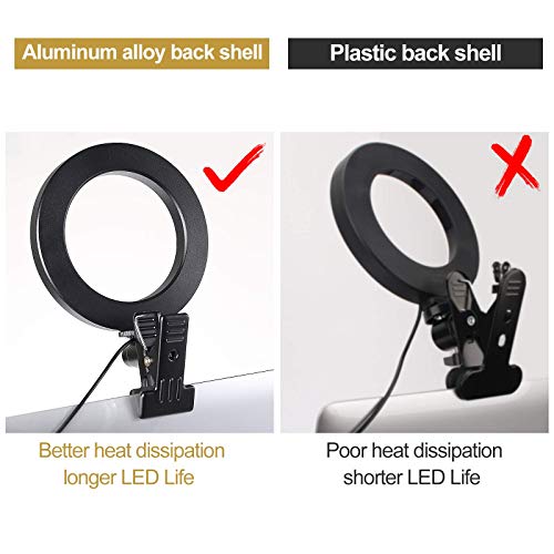 Video Conference Lighting,Zibet 6.3" Clip on Ring Light for Computer Monitor/Laptop/Desk,Remote Working,Zoom Meeting,Selfie, Live Streaming,Makeup,Photography,Reading,YouTube/Tiktok