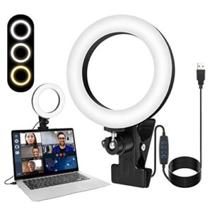 Video Conference Lighting,Zibet 6.3" Clip on Ring Light for Computer Monitor/Laptop/Desk,Remote Working,Zoom Meeting,Selfie, Live Streaming,Makeup,Photography,Reading,YouTube/Tiktok