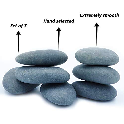 Craft Rocks for Rock Painting, 7 Smooth Flat Surfaced Stones for Kindness Stones and Rock Painting, 2" - 3.5" Inch River Rocks