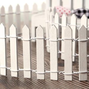 BBTO 5 Pcs Garden Decoration Set, 3 Pcs 40 Inch White Miniature Garden Fence and 2Pcs 6 x 6 Inch Artificial Garden Grass for Miniature Garden DIY Decoration