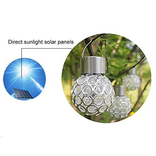 Nuxn 2 pcs Solar Hanging Ball Lights Crackle Globe Lights 7 Colour Changing Solar Powered LED Garden Decoration Lights Waterproof Solar Outdoor Lights for Parties Decorations, Christmas