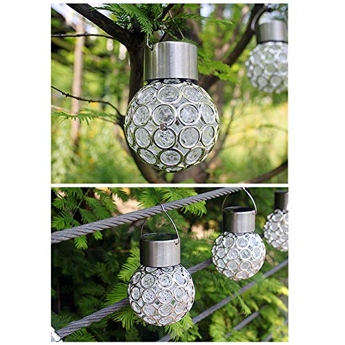 Nuxn 2 pcs Solar Hanging Ball Lights Crackle Globe Lights 7 Colour Changing Solar Powered LED Garden Decoration Lights Waterproof Solar Outdoor Lights for Parties Decorations, Christmas