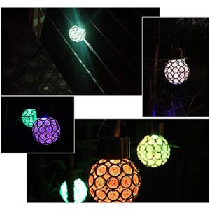 Nuxn 2 pcs Solar Hanging Ball Lights Crackle Globe Lights 7 Colour Changing Solar Powered LED Garden Decoration Lights Waterproof Solar Outdoor Lights for Parties Decorations, Christmas