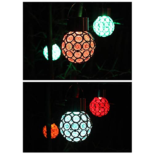 Nuxn 2 pcs Solar Hanging Ball Lights Crackle Globe Lights 7 Colour Changing Solar Powered LED Garden Decoration Lights Waterproof Solar Outdoor Lights for Parties Decorations, Christmas