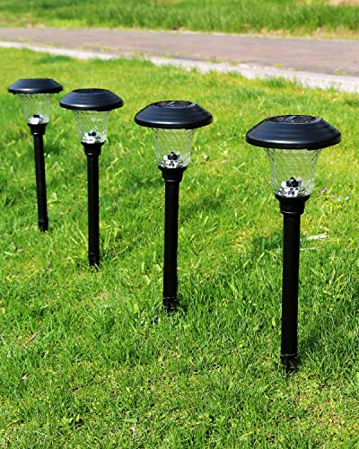 UFOND 8 Pack Solar Pathway Lights Outdoor，Waterproof Solar Garden Lights, Glass Stainless Steel Solar Decor Lamp,Landscape Path Lights for Yard Patio Driveway Sidewalk, (Cool White)