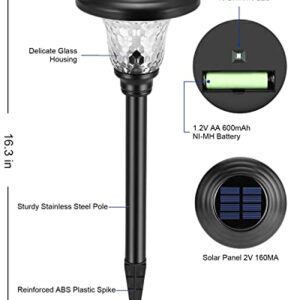 UFOND 8 Pack Solar Pathway Lights Outdoor，Waterproof Solar Garden Lights, Glass Stainless Steel Solar Decor Lamp,Landscape Path Lights for Yard Patio Driveway Sidewalk, (Cool White)