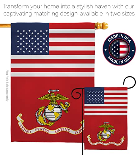 Americana Home & Garden US Marine Corps Garden Flag Armed Forces USMC Semper Fi United State American Military Veteran Retire Official House Decoration Banner Small Yard Gift Double-Sided, Made In USA