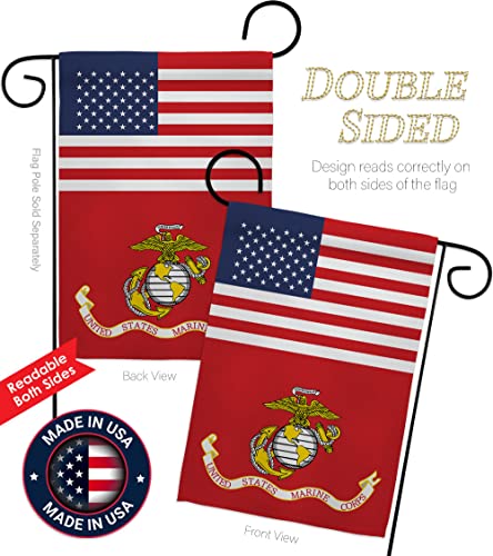 Americana Home & Garden US Marine Corps Garden Flag Armed Forces USMC Semper Fi United State American Military Veteran Retire Official House Decoration Banner Small Yard Gift Double-Sided, Made In USA