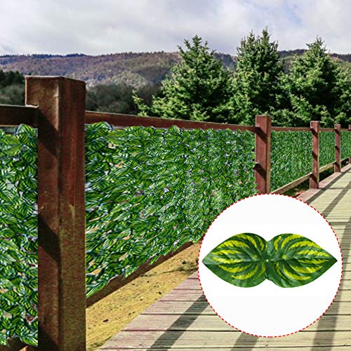 Enfudid 1 PCS Artificial Leaf Fence Privacy Screen Outdoor Garden Artificial Faux Ivy Hedge Leaf Privacy Fence Wall Screen Decorative Fence Screen Green