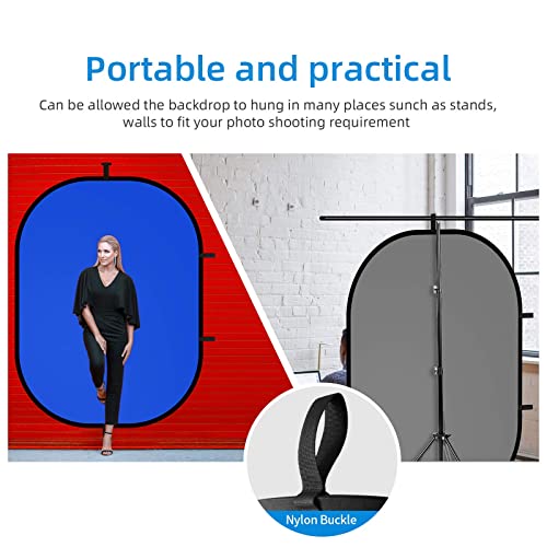 Selens Collapsible Backdrop 59x78.7inches Pop Up Blue Grey Background with Carrying Bag for YouTube Streaming Photo Studio Portrait Photography Background Double Sided Backdrop Pop Up Screen 2 in 1