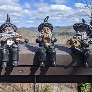 John Bernard & Company Mariachi Band Shelf Sitter Gnomes Statue Set of 3, 6 inches H, Includes Guitarist, Violinist, Trumpet Player, Funny Home or Garden Décor…. La Fiesta Collection