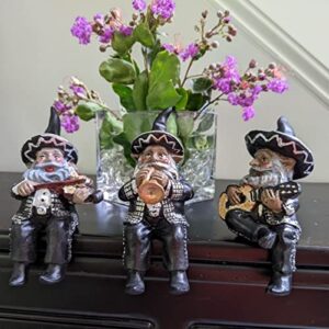 John Bernard & Company Mariachi Band Shelf Sitter Gnomes Statue Set of 3, 6 inches H, Includes Guitarist, Violinist, Trumpet Player, Funny Home or Garden Décor…. La Fiesta Collection