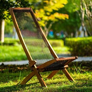 dcmtoamz acacia folding wooden outdoor chair -foldable low profile lounge chair for the deck, lawn, porch, balcony, patio, garden or home furniture, tamarack chair, fire pit chairs