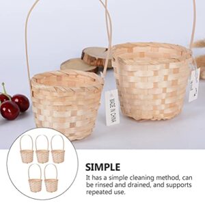 DOITOOL Flower Girl Basket Wicker Baskets Rattan Basket with Handle 5pcs- Rustic Flower Girl Baskets for Weddings- Small Wicker Storage Basket for Eggs Candy Fruit for Home Garden Decor Wooden