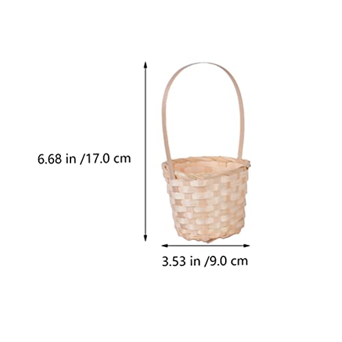 DOITOOL Flower Girl Basket Wicker Baskets Rattan Basket with Handle 5pcs- Rustic Flower Girl Baskets for Weddings- Small Wicker Storage Basket for Eggs Candy Fruit for Home Garden Decor Wooden