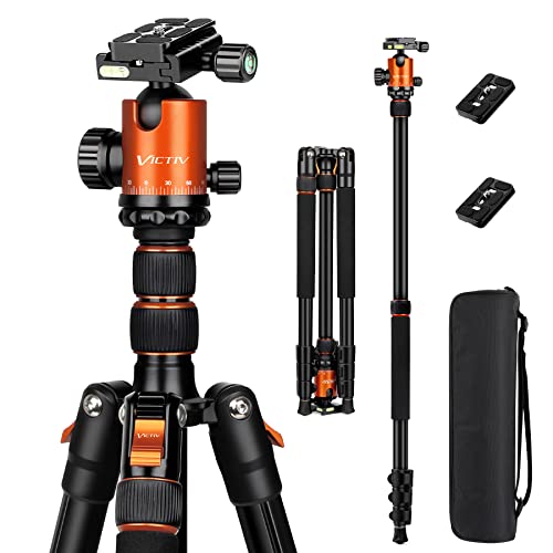 VICTIV Camera Tripod 81 inches Monopod, Heavy Duty Tripod for DSLR, Professional Aluminum Tripod with 360 Degree Ball Head and Carry Bag for Travel and Photograghy, Compatible with Canon Nikon Sony