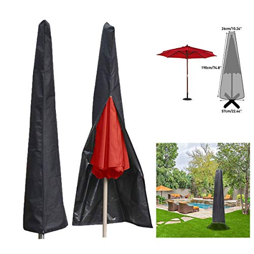 AISHN Waterproof UV-Resistant 600D Patio Umbrella Zipper Cover fit 6ft to 11ft Umbrellas Canopy Patio Garden Outdoor