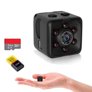 mini spy camera include 32g sd card hidden camera hd audio and video recording, night vision motion detection, surveillance camera small dog camera nanny cam baby monitor home security camera