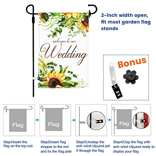 Maysen Garden Wedding Banner Welcome to Our Wedding Banner Watercolor Floral Sunflower Vertical Double Sided Outdoor Patio 18 inches long, 12 inches wide, 0.07 inches high