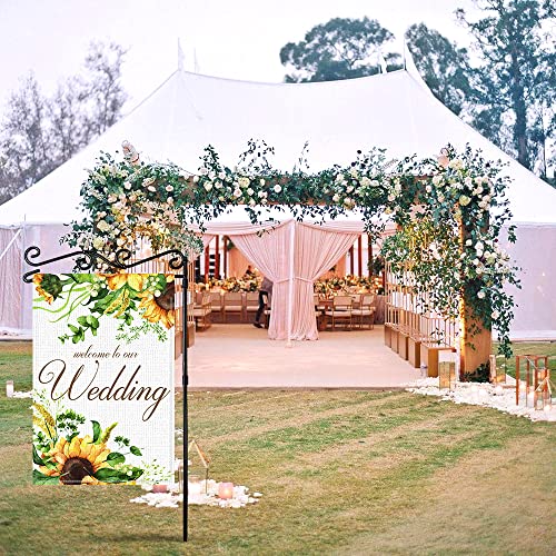 Maysen Garden Wedding Banner Welcome to Our Wedding Banner Watercolor Floral Sunflower Vertical Double Sided Outdoor Patio 18 inches long, 12 inches wide, 0.07 inches high