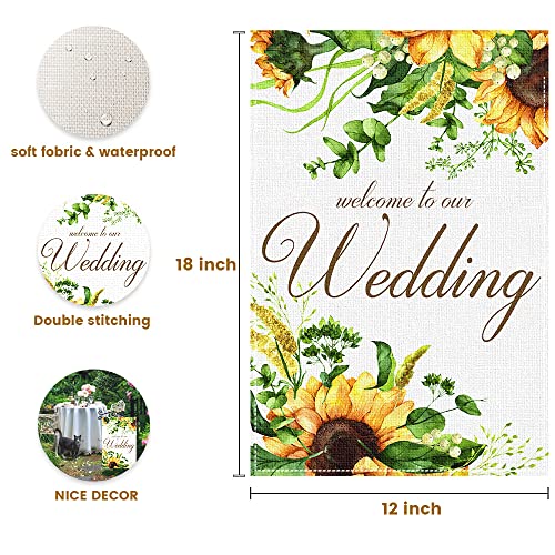 Maysen Garden Wedding Banner Welcome to Our Wedding Banner Watercolor Floral Sunflower Vertical Double Sided Outdoor Patio 18 inches long, 12 inches wide, 0.07 inches high