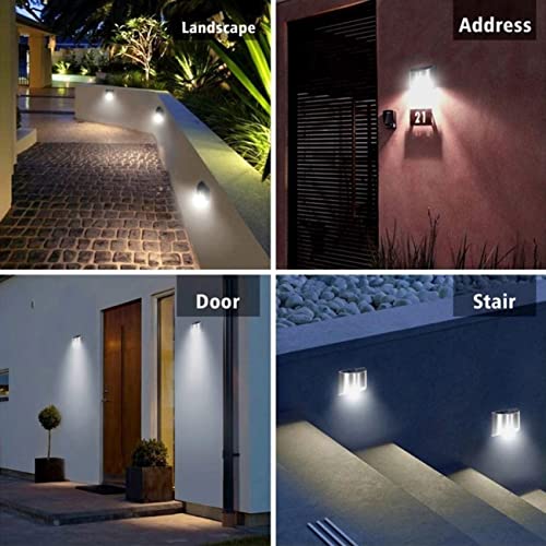 KUFTYTP 2Pcs Led Solar Outdoor Patio Wall Light from Dusk Dawn Sensor Light Ip55 Grade Stainless Steel Security Wall Light Waterproof Modern Solar Deck Light Patio Garden Deck Light